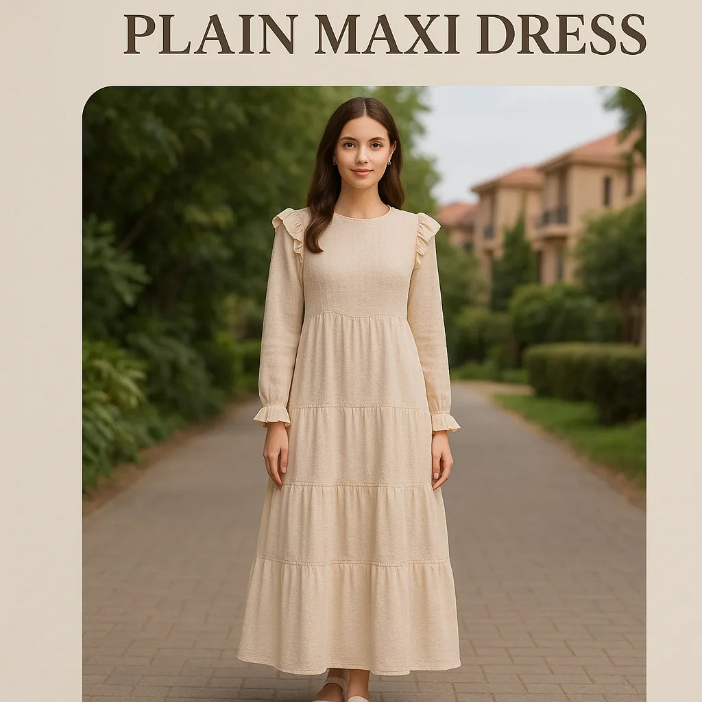 Yezwe Plain Maxi Dress | Modest & Western Wear Collection | YEZWE